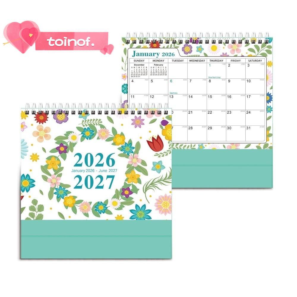 Planificador De Escritorio TOINOF 2026 , Calendario Pequeño De Enero De 2026 A Junio De 2027 ...